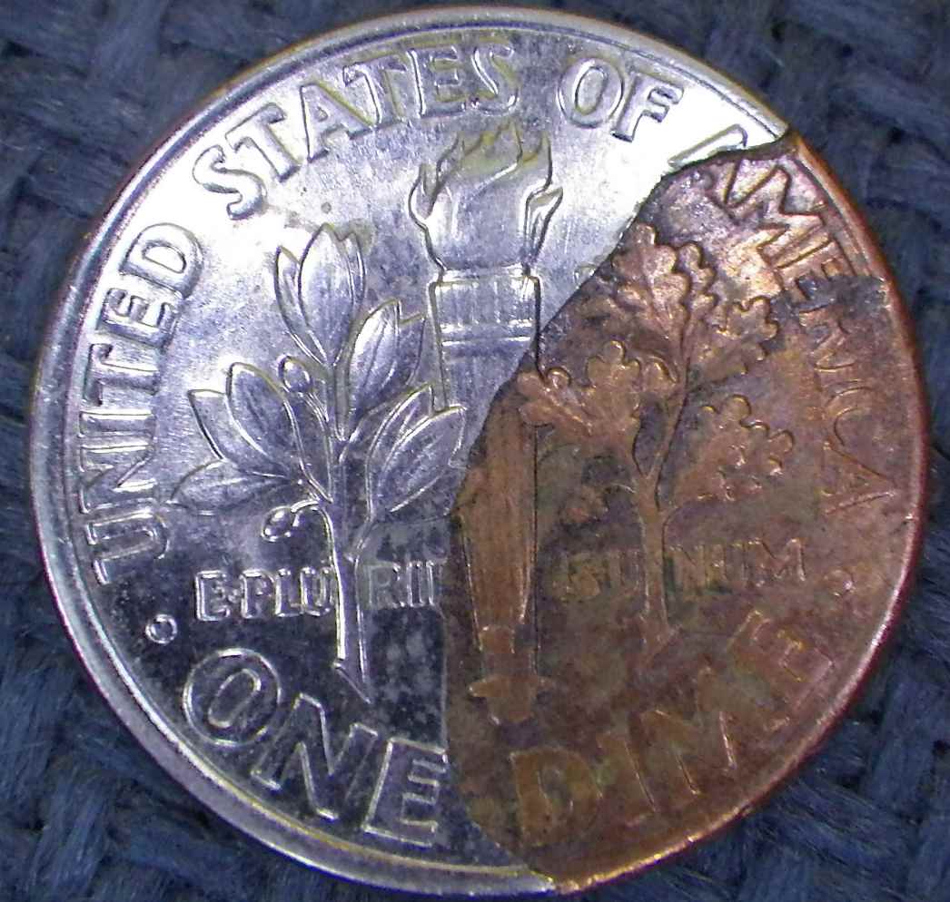 2007 D Dime With Half Copper Visible And Double Lettering - Coin ...