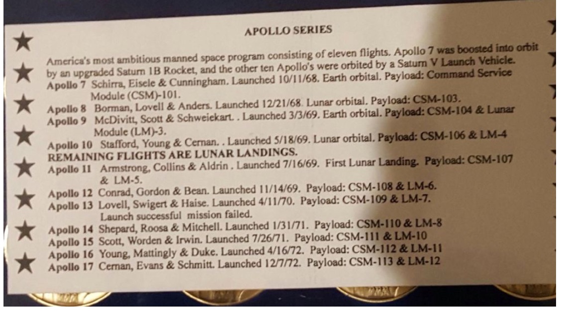 Nasa Apollo Bronze Coin Set - Coin Community Forum