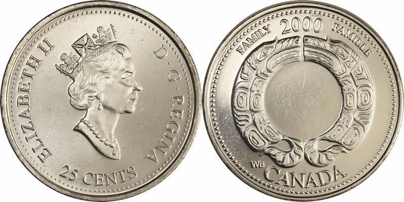 2000 Family (August) Elizabeth II Twenty Five Cent - Quarter Mintage ...