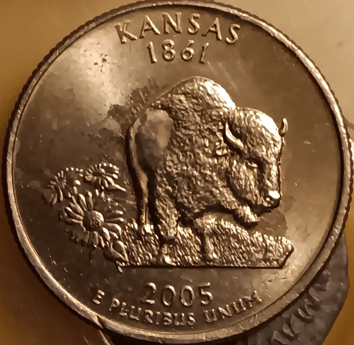 2005 Kansas And Wyoming State Quarters Struck Through Grease Error ...