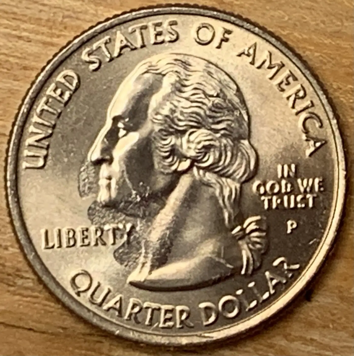 2007 - P Wyoming Washington State Quarter Struck Through Grease/Oil ...