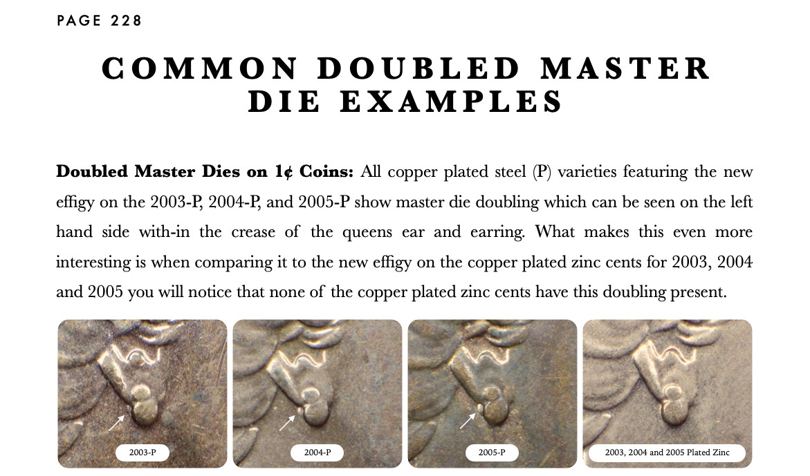 1 Cent Master Die Doubling Examples For 2003-P, 2004-P & 2005-P New ...