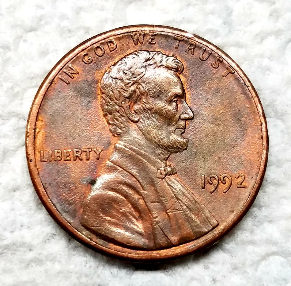 1992-P Lincoln Cent Slanted Upward Letter E Near Pluribus On Reverse ...