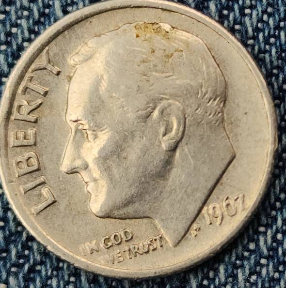 Newbe Asking 1967 Dime Error? Off Center With A Large (6) - Coin ...