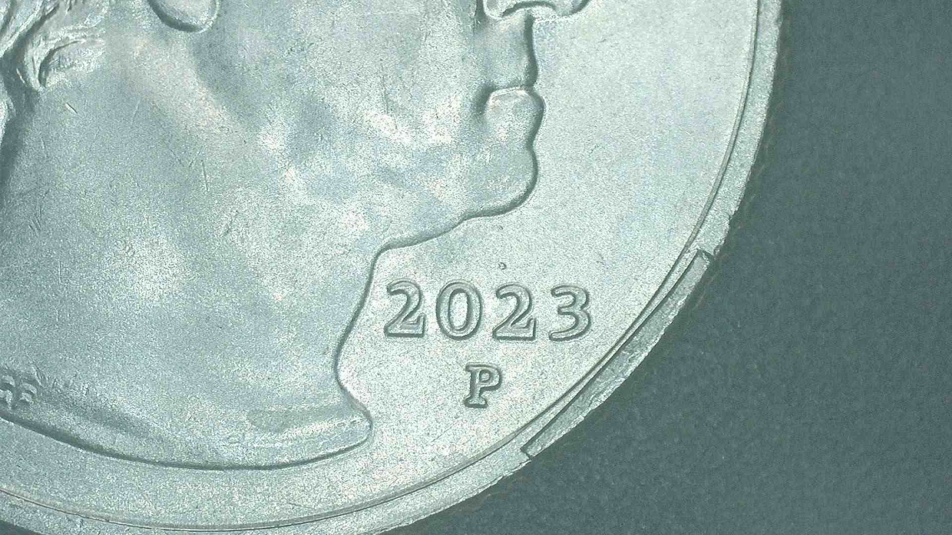 2023 P Washington Quarter, Roosevelt With Cracked Die And Rim Cud ...