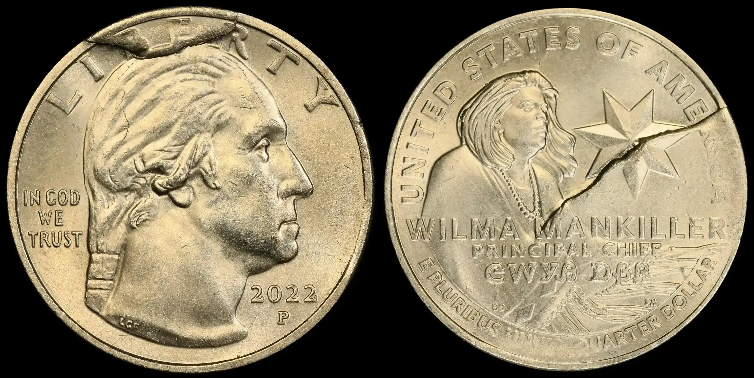 2022 P Wilma Mankiller Quarter Retained Broken Die PCGS MS-64 - Coin ...