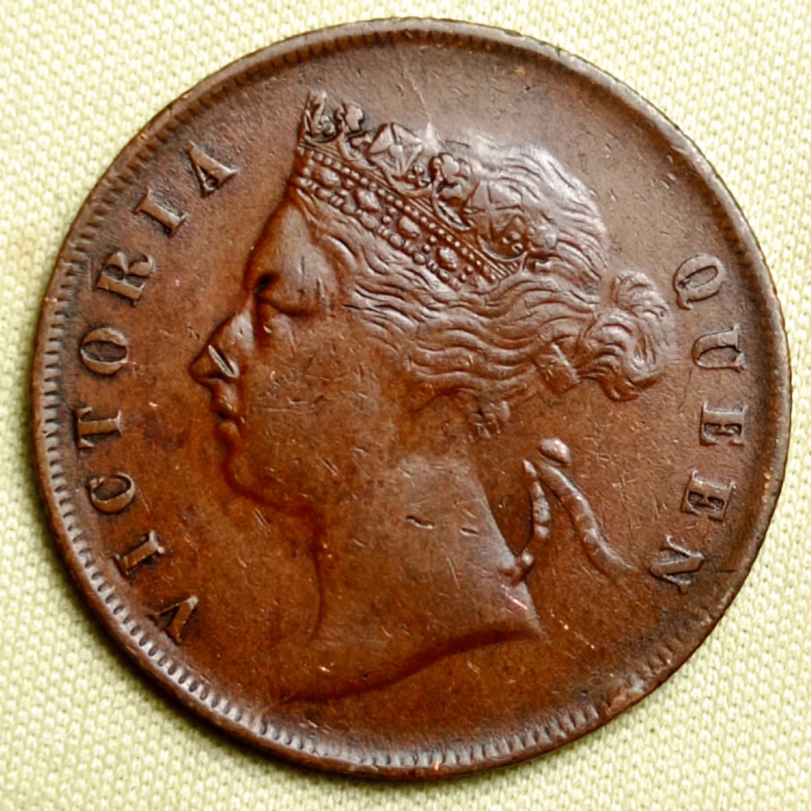 1900 Straits Settlements Queen Victoria 1 Cent Missing Features - Coin ...