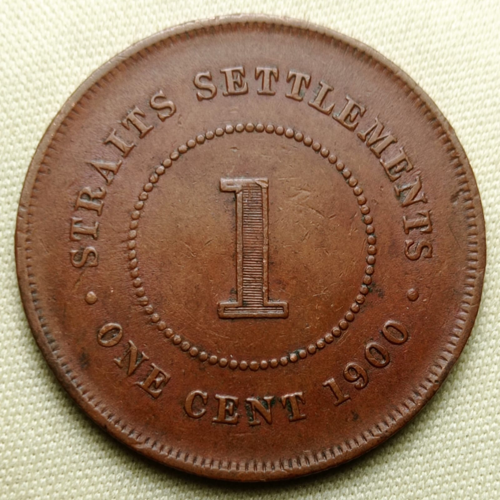 1900 Straits Settlements Queen Victoria 1 Cent Missing Features - Coin ...