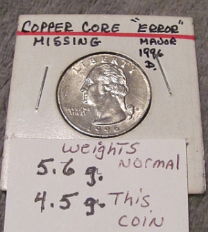 A 1996-D Quarter - Missing The Copper Core Error, Comments.. - Coin ...