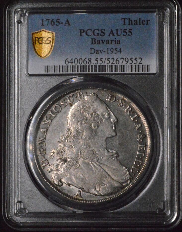 Jay's: Two Bavarian Thalers (1765 & 1756), 1764 German Pfennig Unc, And ...