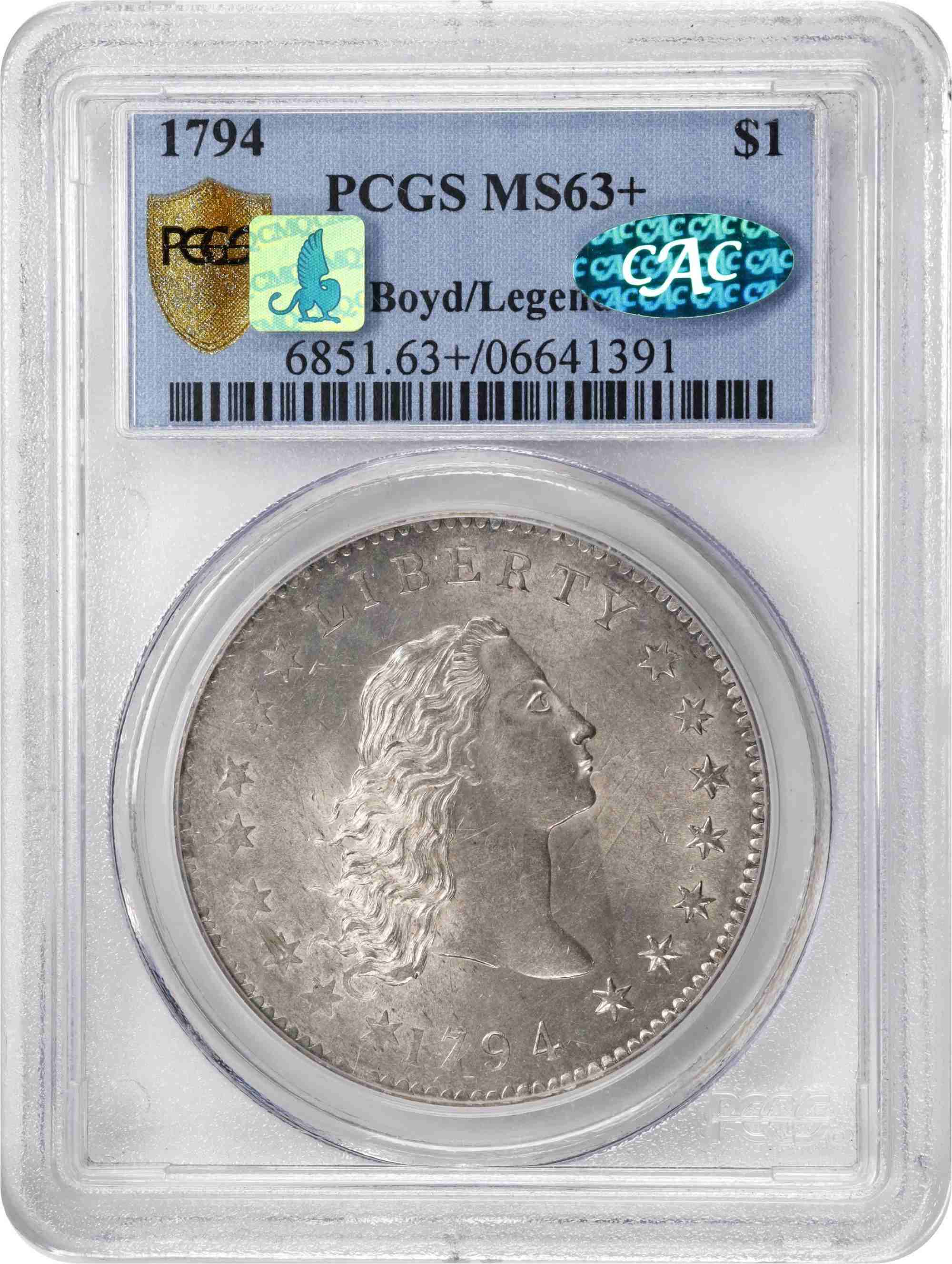 1794 Silver Dollar - The Boyd-Cardinal Example In MS-63+ Cac/Cmq For ...