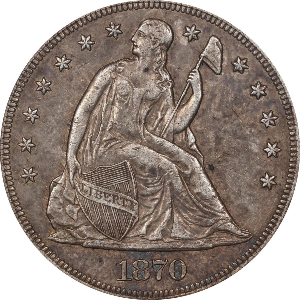 1870-CC $1 First Year Carson City Mint Liberty Seated Dollar Osburn ...