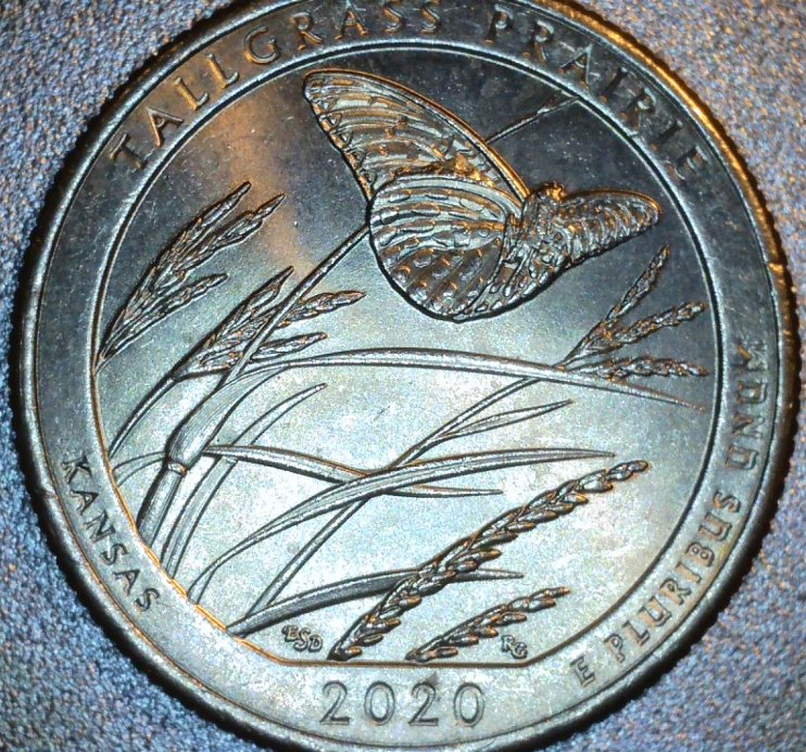 2020 Kansas Tallgrass Prairie Butterfly Quarter, Cud Error? - Coin ...