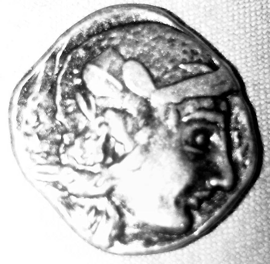 Ancient Silver Coin With Face And Unknow Pic | Replica Owl - Coin ...