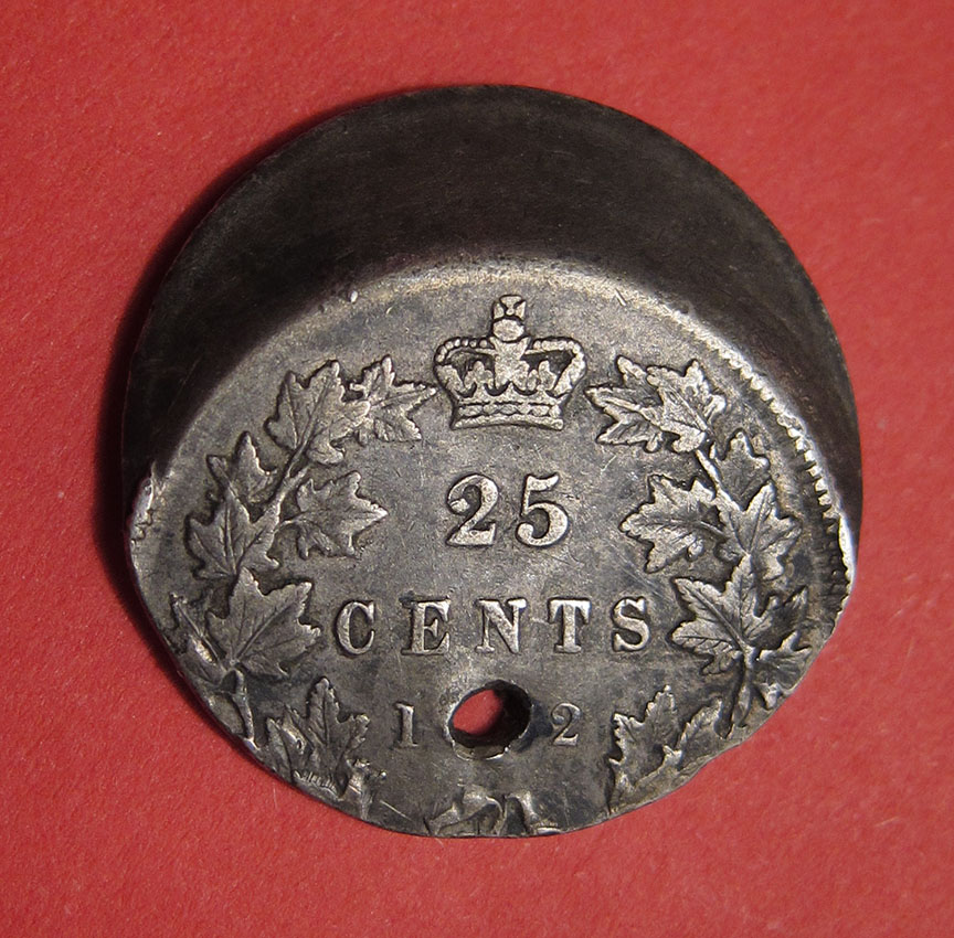 18x2 25 Cent Mint Error - Off Center - Drilled Needing Date Verified ...