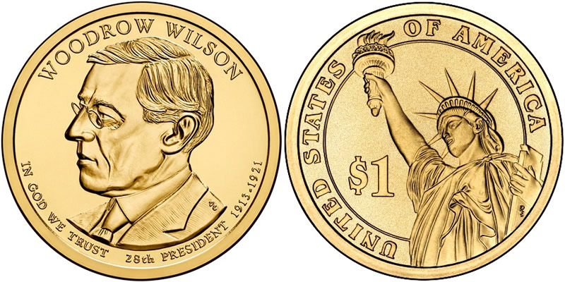2013 P Woodrow Wilson Presidential Dollar Photos, Mintage ...