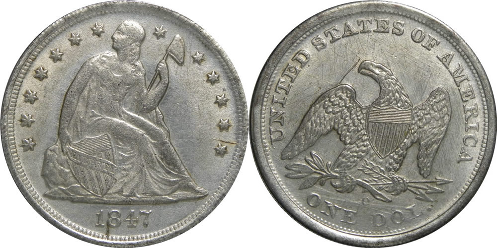 1847 O Fantasy Seated Liberty Dollar Photos, Mintage, Specifications ...