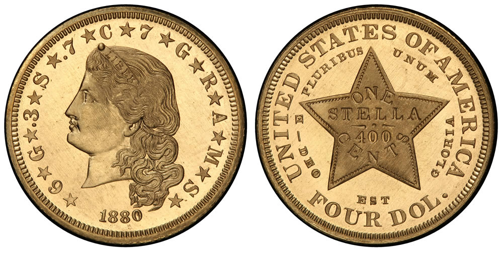 1880 Four Dollar (Stella) Gold Piece Photos, Mintage, Specifications ...