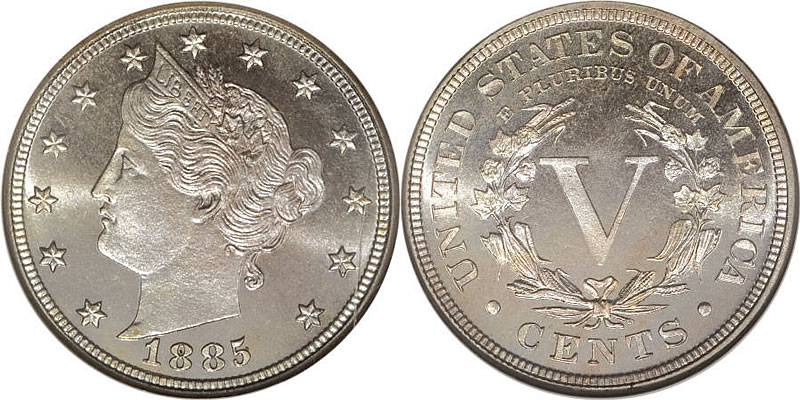 1885 Liberty Head V Nickel Photos, Mintage, Specifications, Errors ...