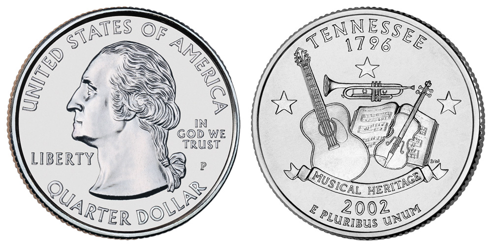 2002 P Tennessee State Quarter Photos, Mintage, Specifications, Errors ...
