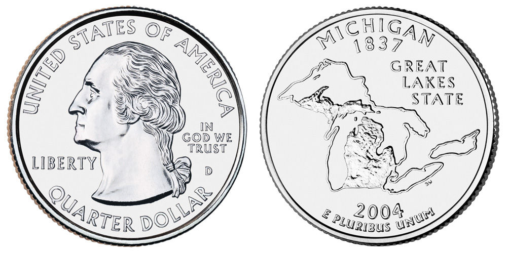 2004 D Michigan State Quarter Photos, Mintage, Specifications, Errors ...