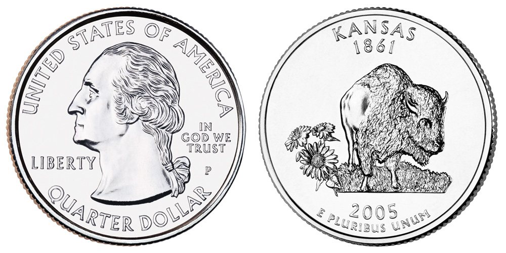 2005 P Kansas State Quarter Photos, Mintage, Specifications, Errors ...