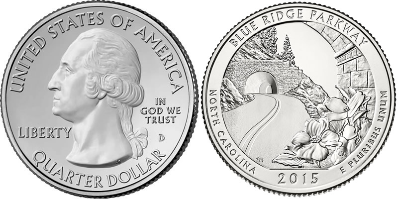 2015 D Blue Ridge Parkway America the Beautiful Quarter Photos, Mintage ...